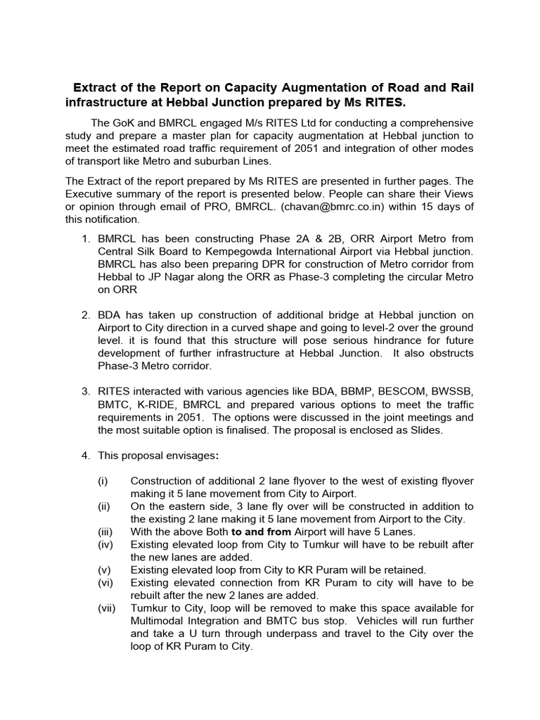 Hebbal Junction Capacity Augmentation Plan | PDF | Transport ...