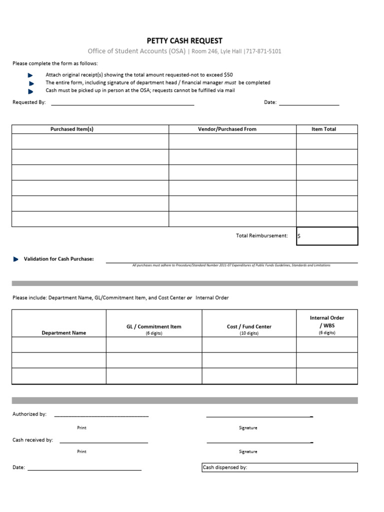 Petty Cash Request Form Guidelines | PDF | Business