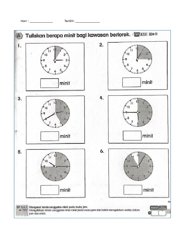 Muka Jam Tahun 2 | PDF