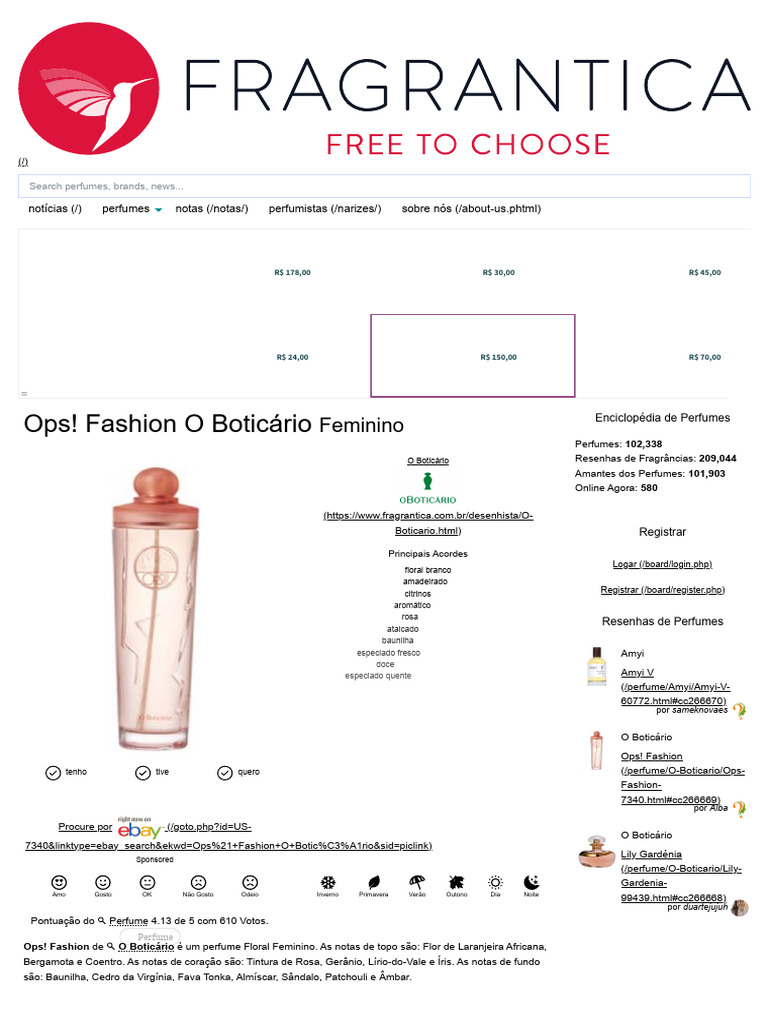 Ops! Fashion O Boticário Perfume - A Fragrância Feminino | PDF ...
