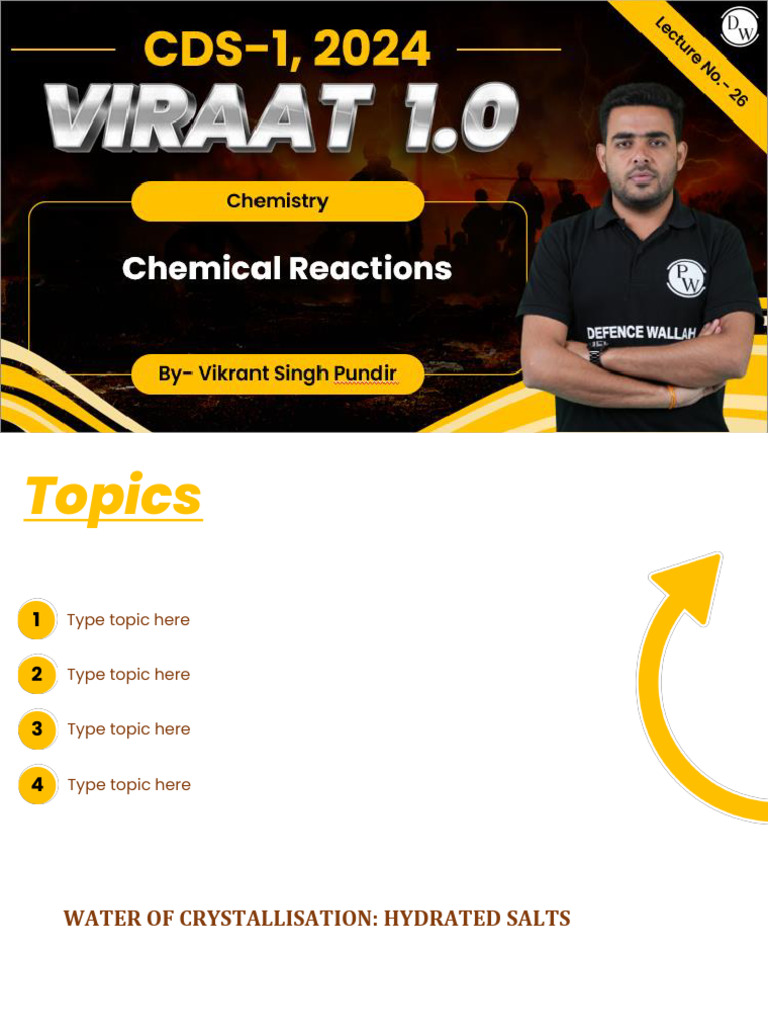 Lec 26 Chemical Reactions Chemistry CDS Viraat 1 0, 2024 Vikrant | PDF | Chemical Reactions | Redox