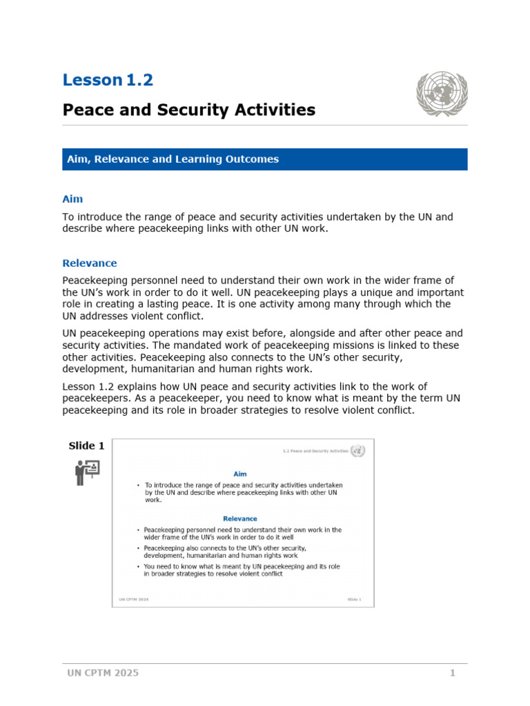 UN Peace and Security Activities Overview | PDF | Peacekeeping ...