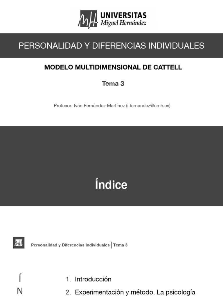 Tema 3. Modelo Multidimensional de Cattell | PDF | Experimentar | Método científico