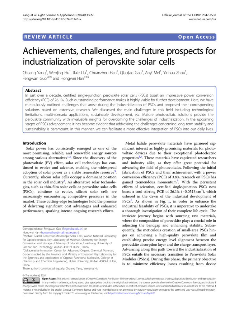 Achievements, Challenges, and Future Prospects For Industrialization of ...