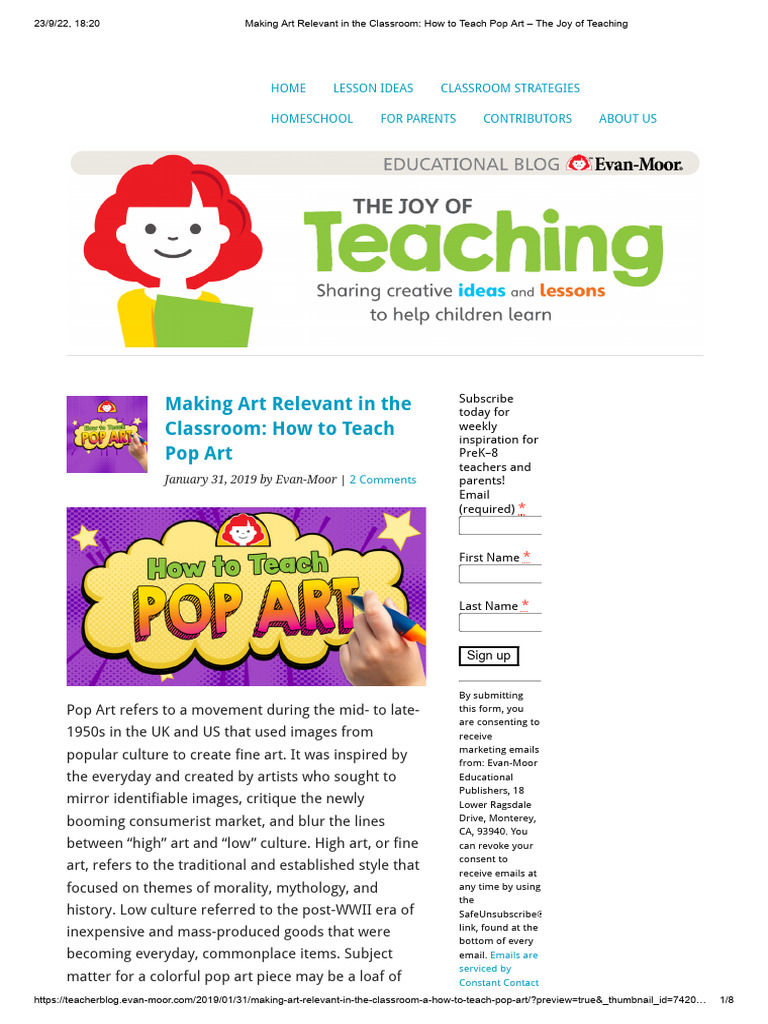Making Art Relevant in The Classroom - How To Teach Pop Art - The Joy ...