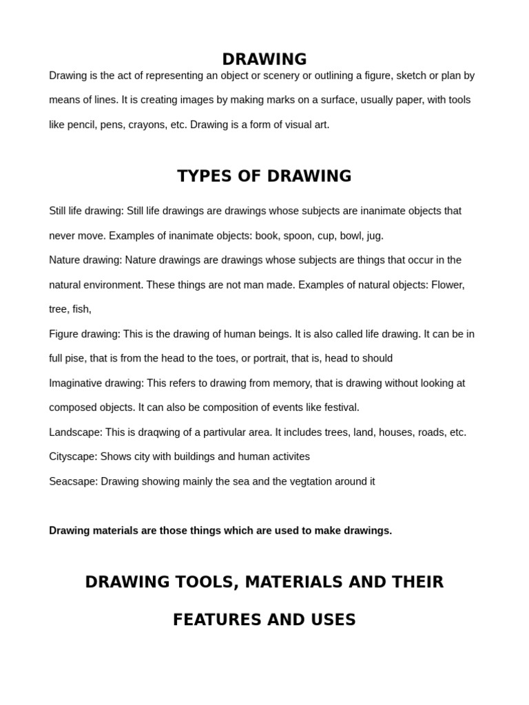 Drawing: Drawing Materials Are Those Things Which Are Used To Make ...