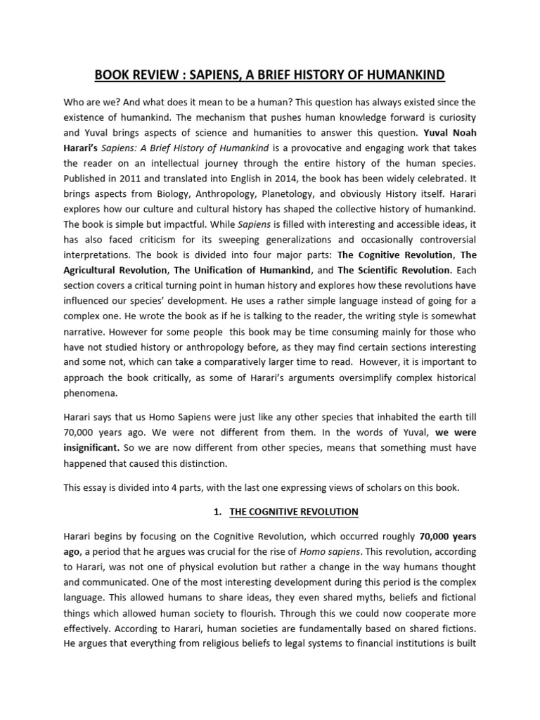 Review of Sapiens: Key Insights & Critiques | PDF | Human | Anthropology