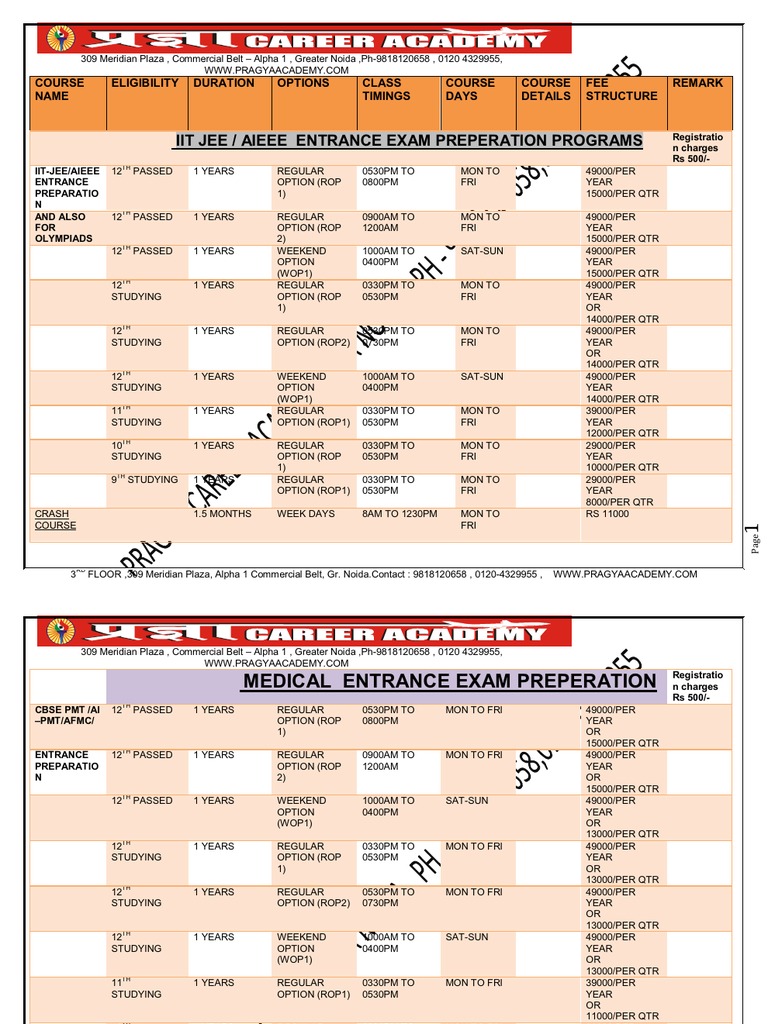 Pragya Course Schedule | PDF