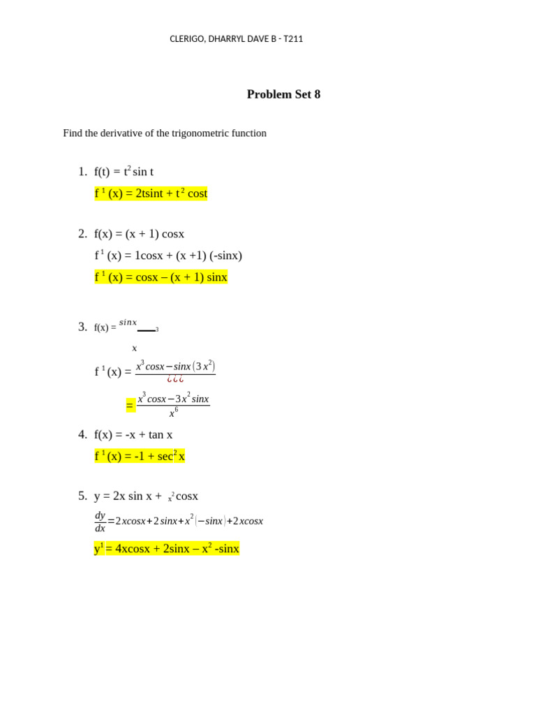 Derivatives of Trigonometric Functions | PDF