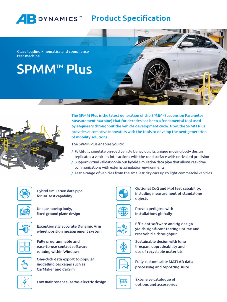 AB Dynamics SPMM Product Specification ROW | PDF | Simulation | Vehicles