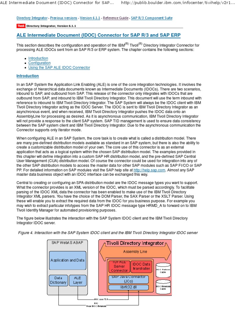 ALE Intermediate Document (IDOC) Connector For SAP R - 3 and SAP ERP | PDF | Xml Schema | Xml