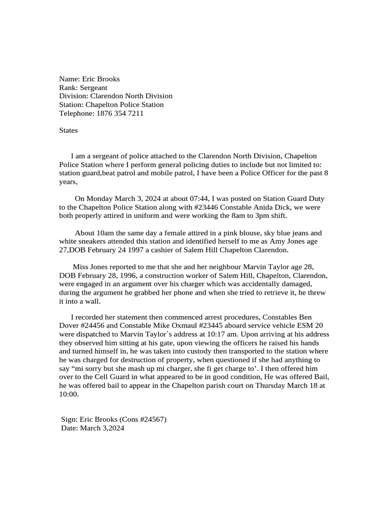 Complainant Statement Assignment | PDF