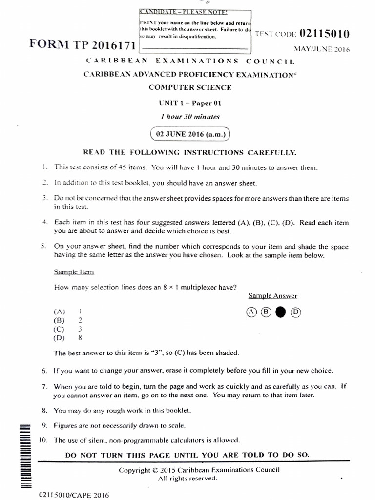 CompSci U1 P1 2016 | PDF