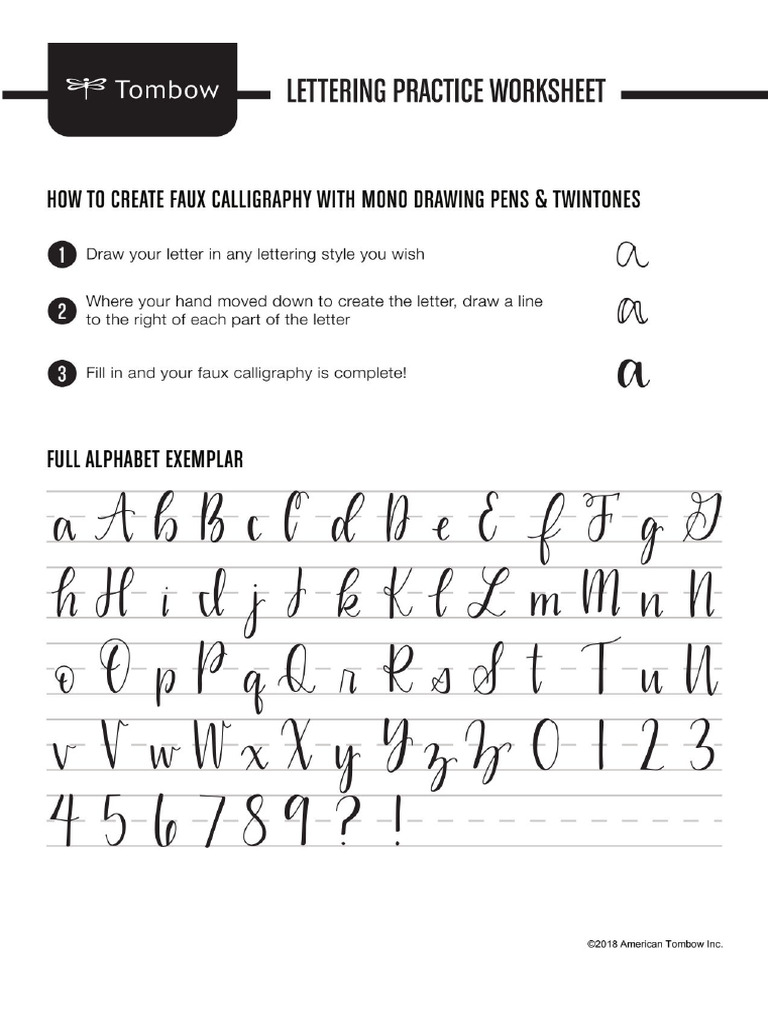 Tombow Faux Calligraphy Worksheet | PDF