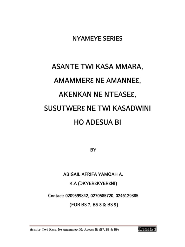 Asante Twi Kasa b7 b9 | PDF | Noun | Adjective