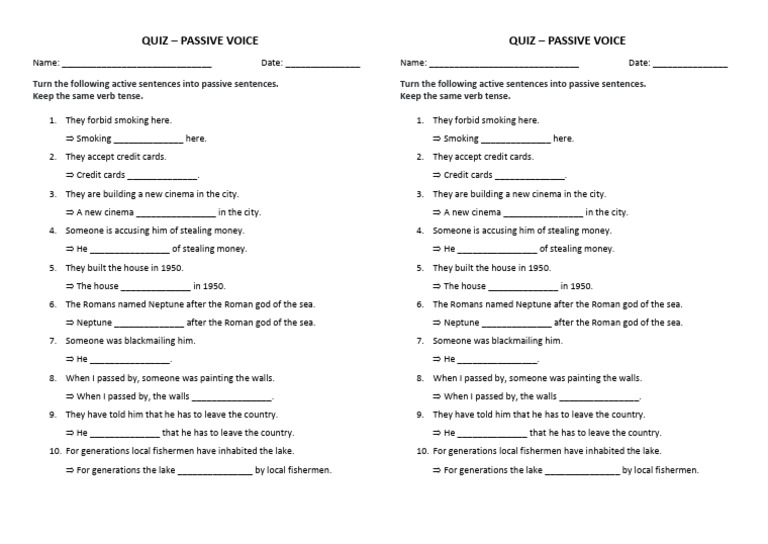 Passive Voice Quiz | PDF | Linguistic Typology | Semantic Units