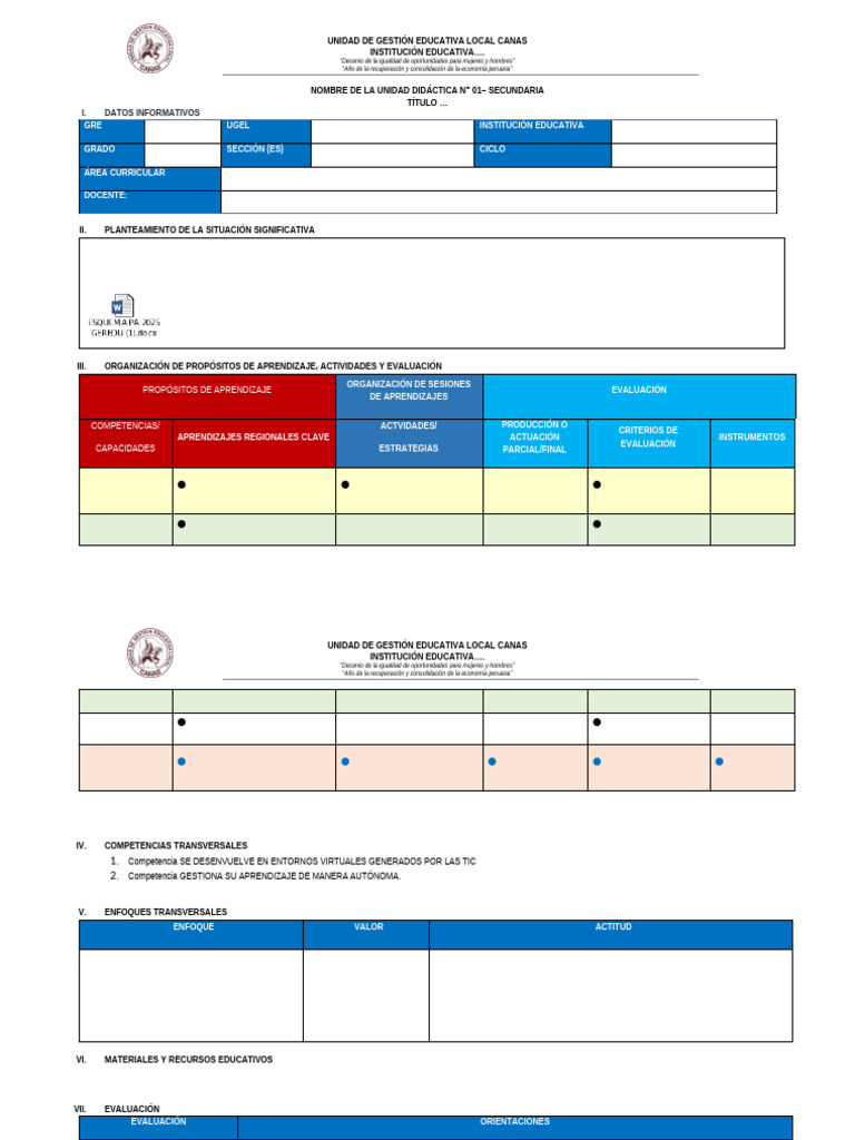 Esquema Ud 2025 Geredu | PDF | Evaluación | Aprendizaje