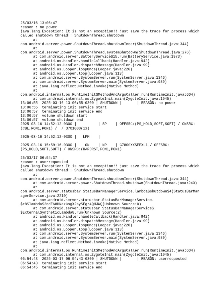 Power Off Reset Reason | PDF