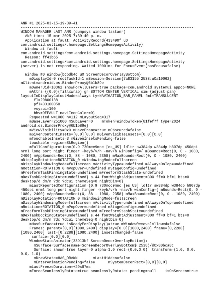 Dumpsys ANR WindowManager | PDF | Desktop Environment | Software