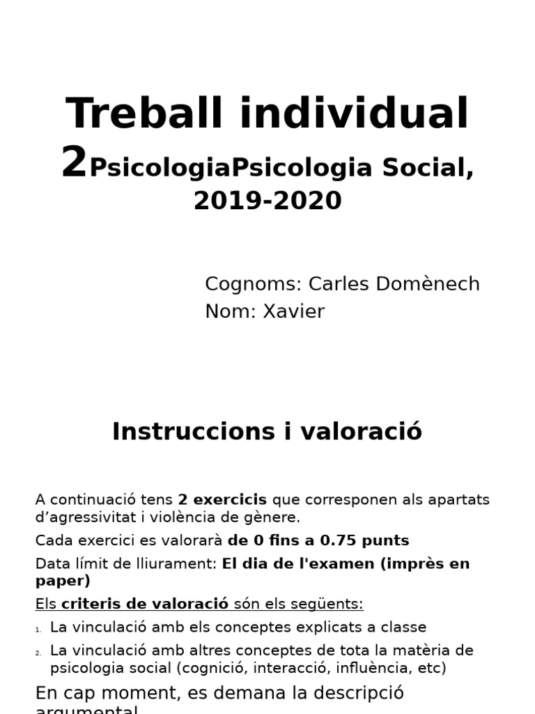 Treball Individual 2 PSICOLOGIA SOCIAL | PDF