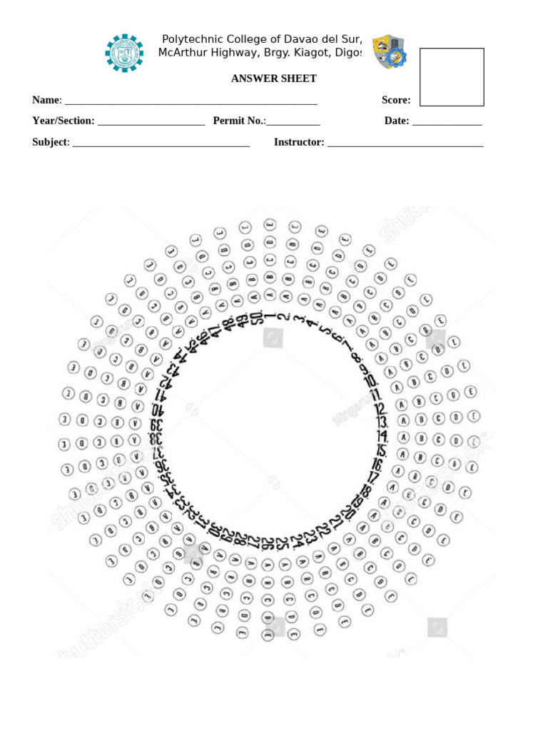 Answer Sheet | PDF