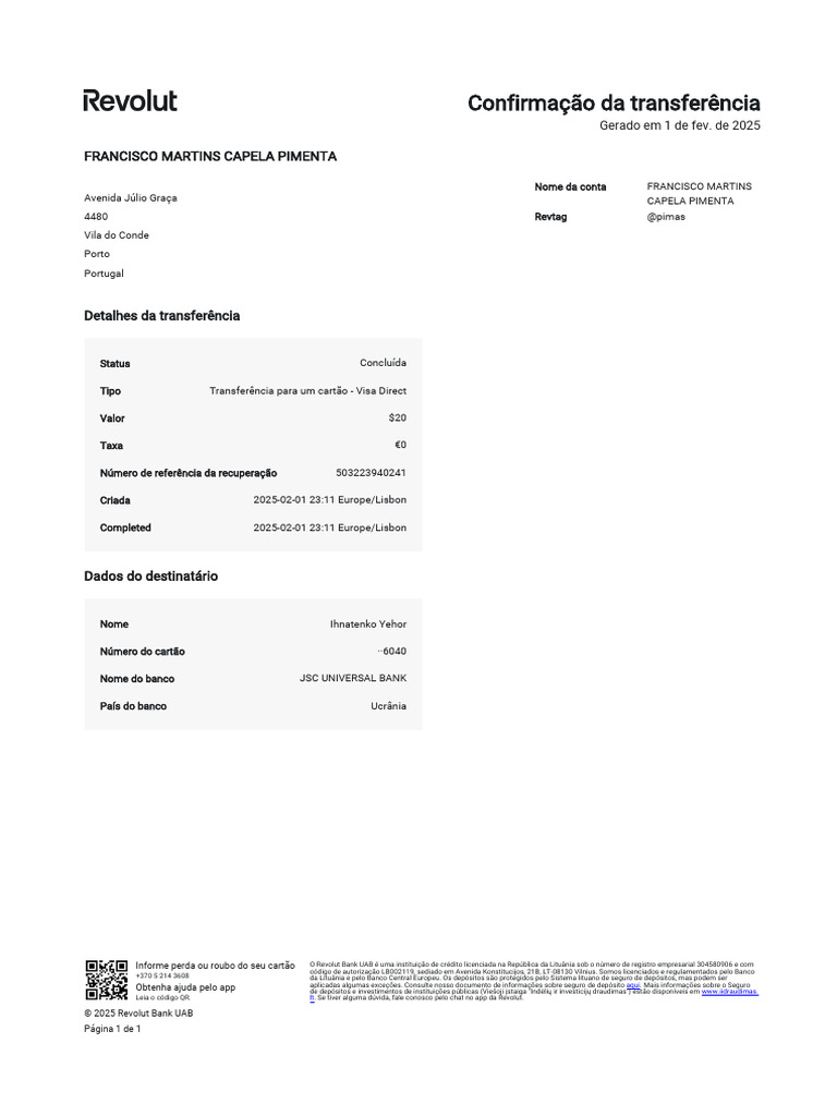 p2c Transaction Confirmation Report PT BR 9ba69d | PDF