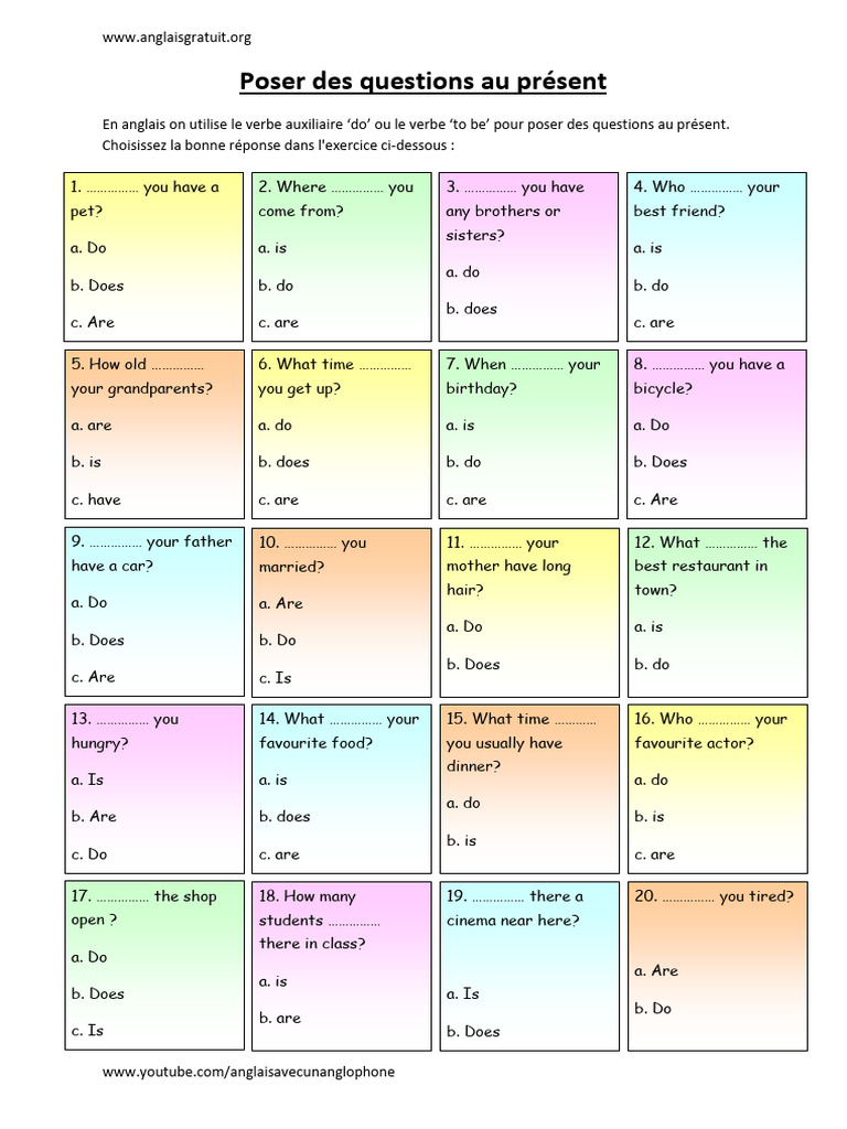 Poser Des Questions Au Present | PDF