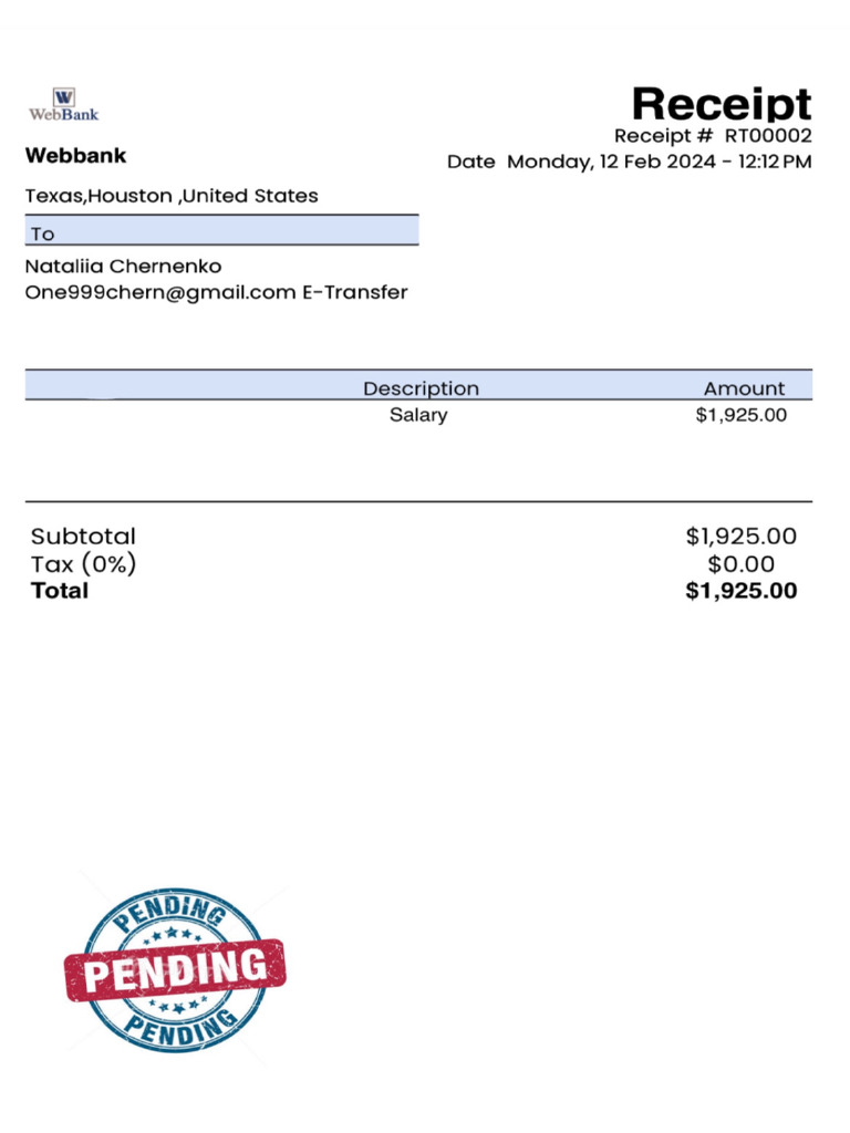 Transfer Receipt correct | PDF