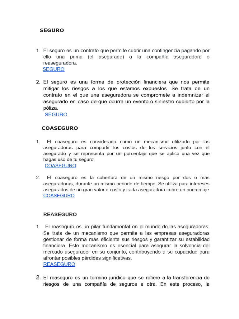 SEGURO | PDF | Seguro | Reaseguro