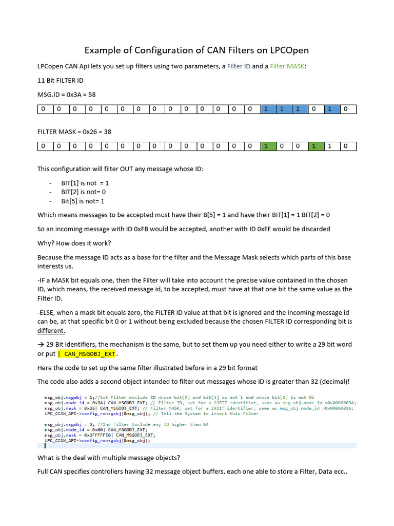 CAN Filter Configuration Example | PDF