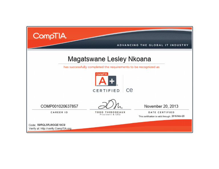 CompTIA A - Ce Certificate | PDF
