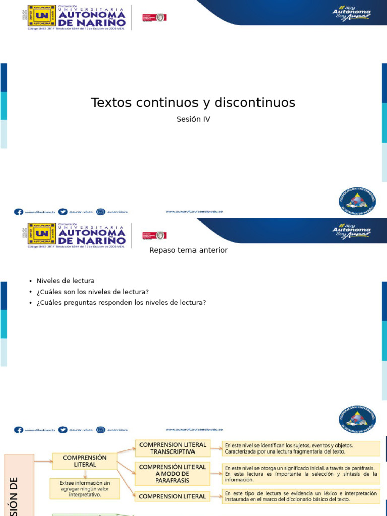 Textos Continuos y Discontinuos SESIÓN IV | PDF