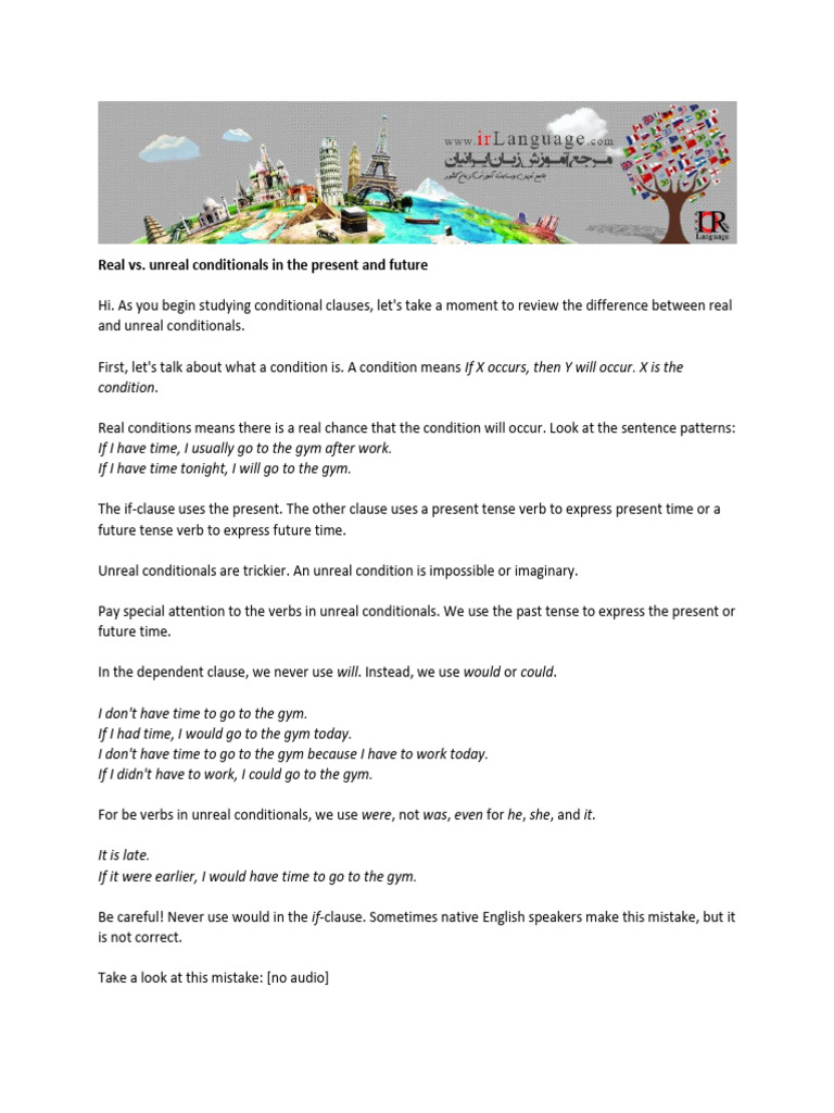 01 Real vs. Unreal Conditionals in The Present and Future | PDF