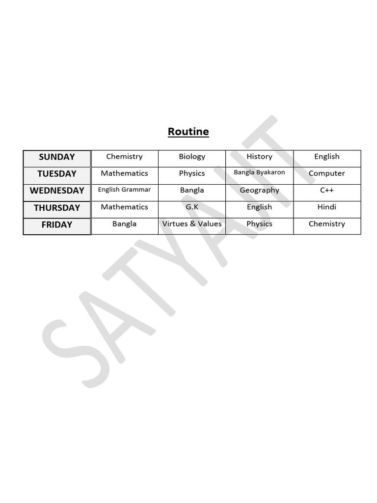 Tuition Routine | PDF
