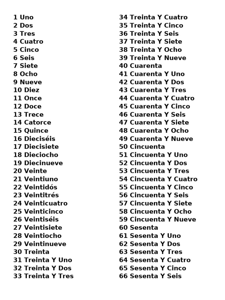 Numeros Del 1 Al 1000 Con Letras | PDF