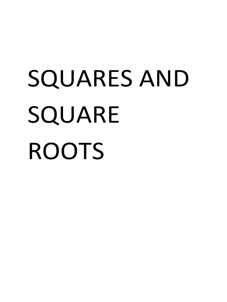Squares and Square Roots | PDF