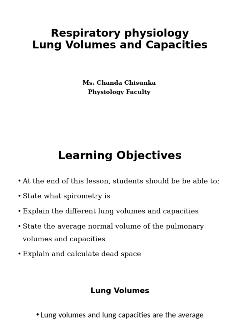 Lung volumes and capacities CUZ | PDF | Exhalation | Breathing