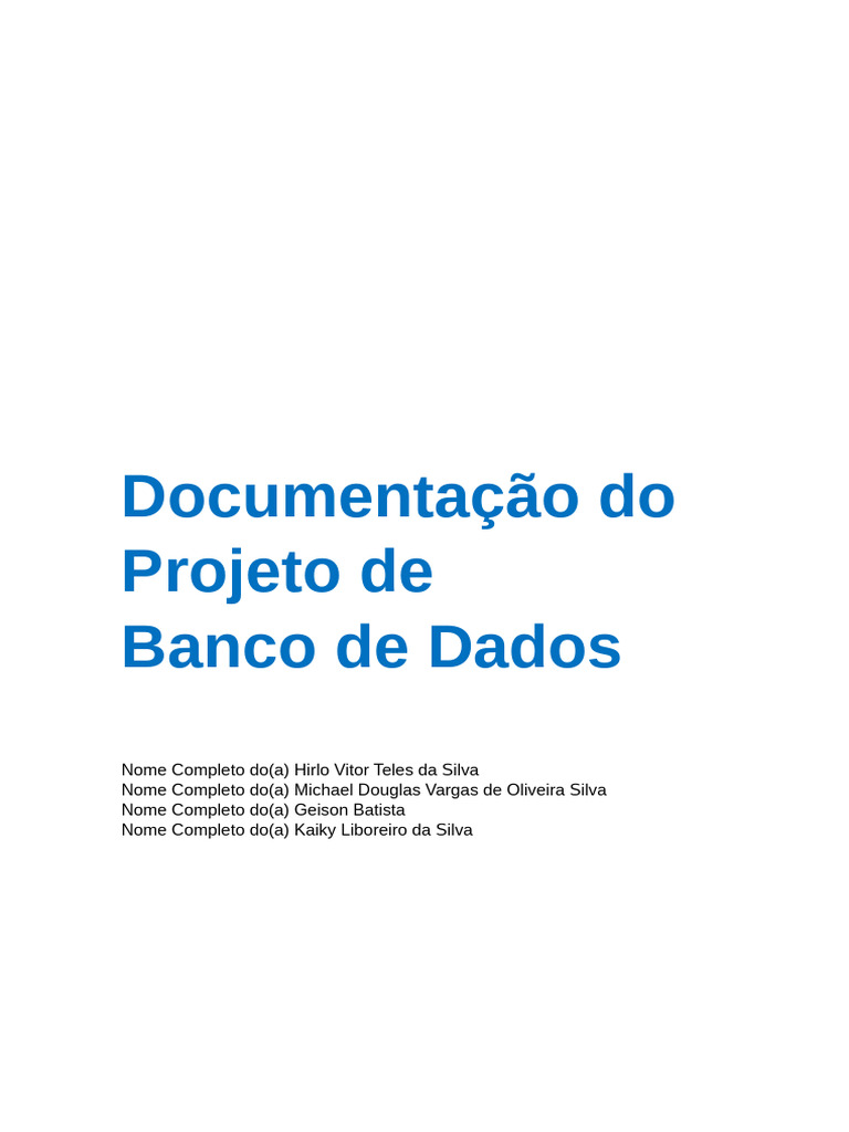 Modelo de Projeto de Banco de Dados | PDF