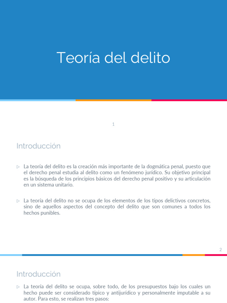 Teoría del delito | PDF | Intención (Derecho Penal) | Derecho penal