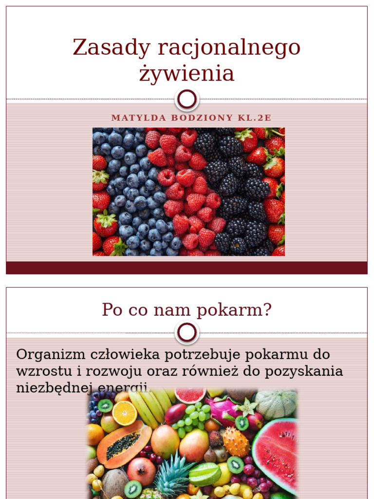 Zasady Racjonalnego Żywienia kl2 | PDF