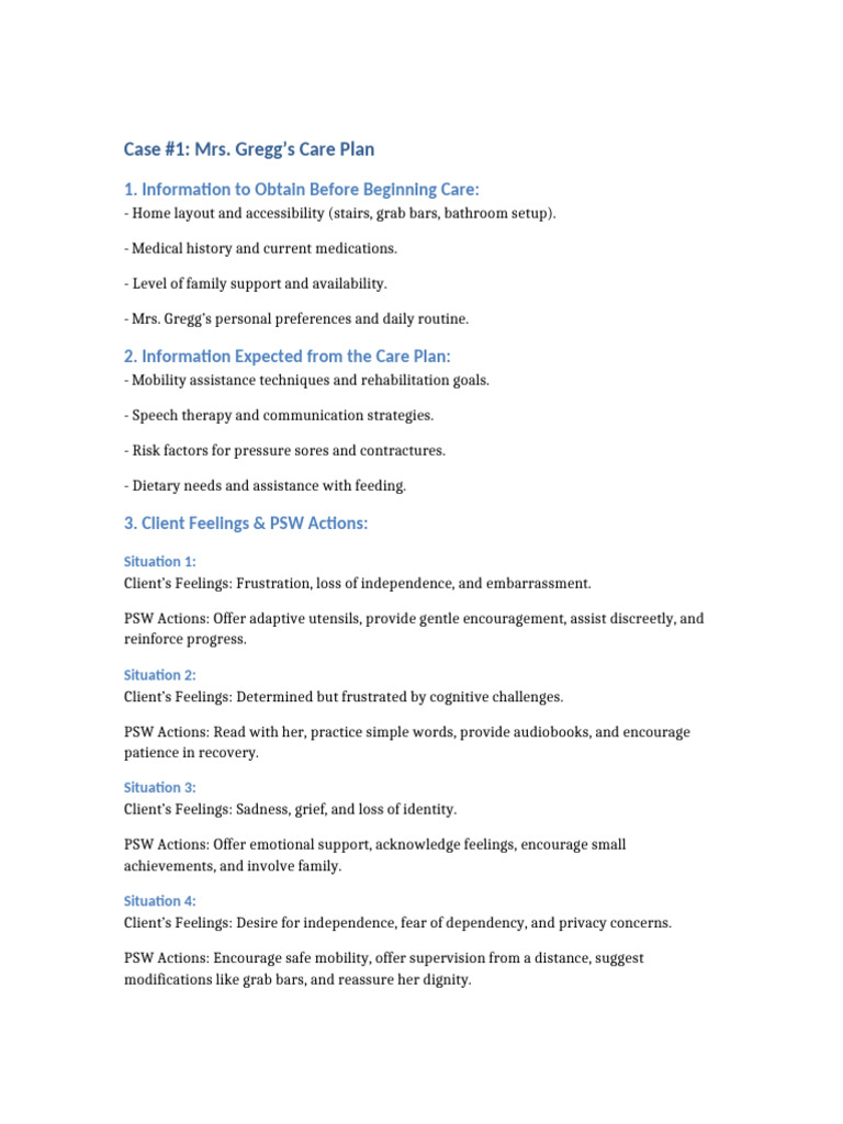 Mrs Gregg Care Plan | PDF