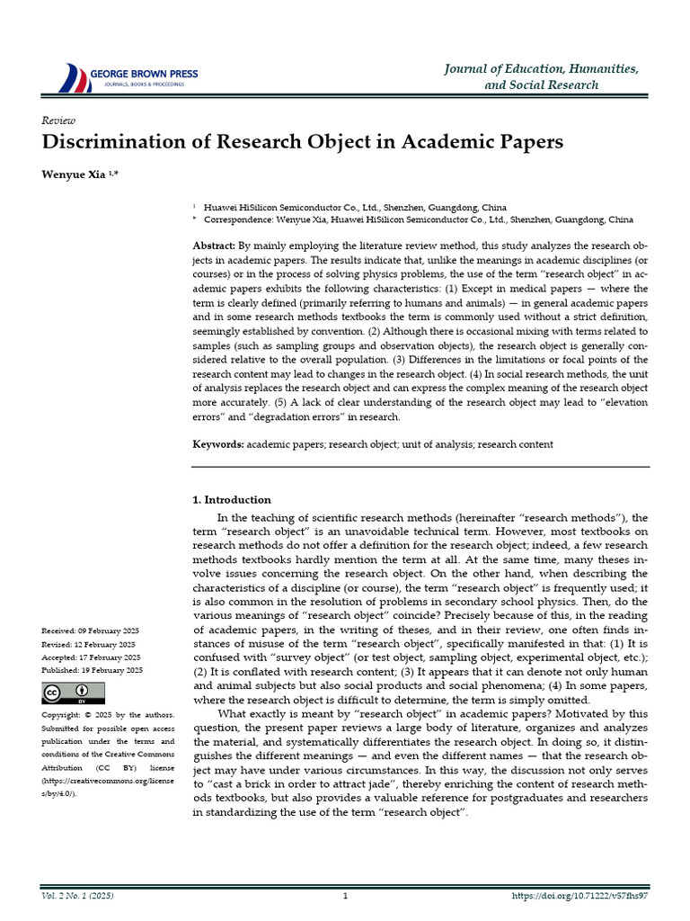 Discrimination of Research Object in Academic Pape | PDF | Force | Deep ...