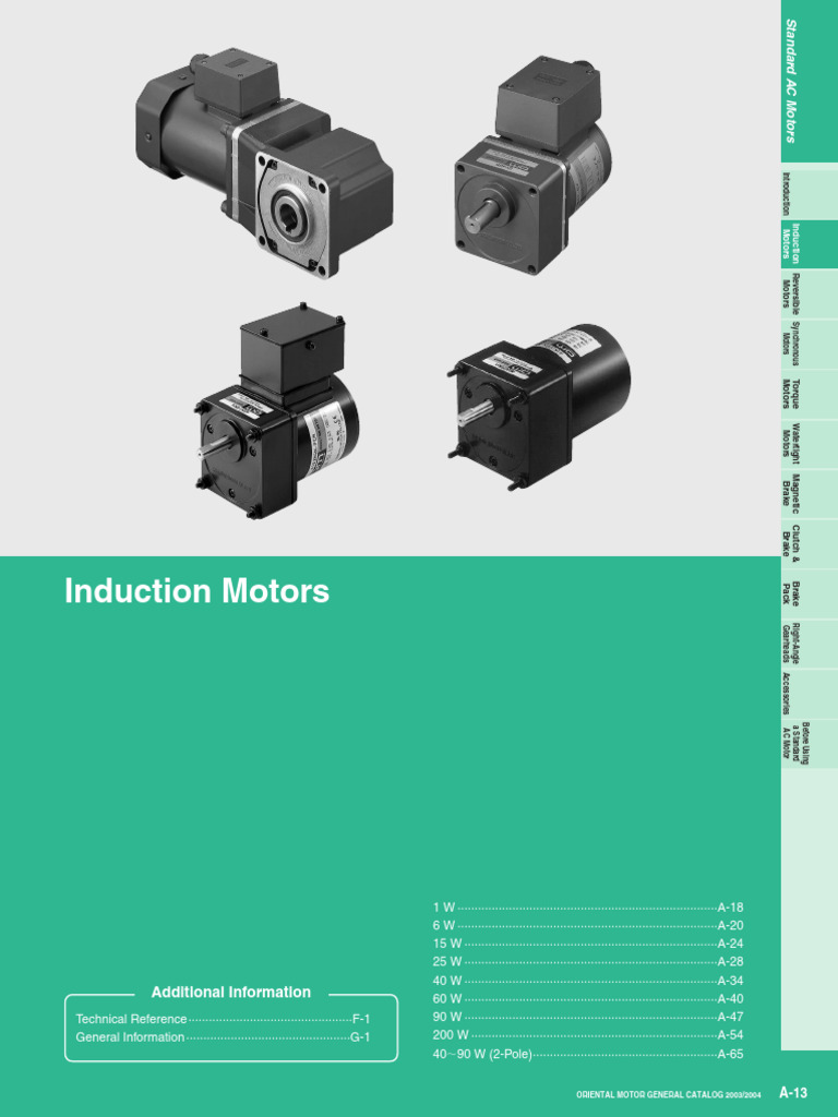 Standard AC Motors Induction Motors Sync | PDF | Electric Motor | Alternating Current
