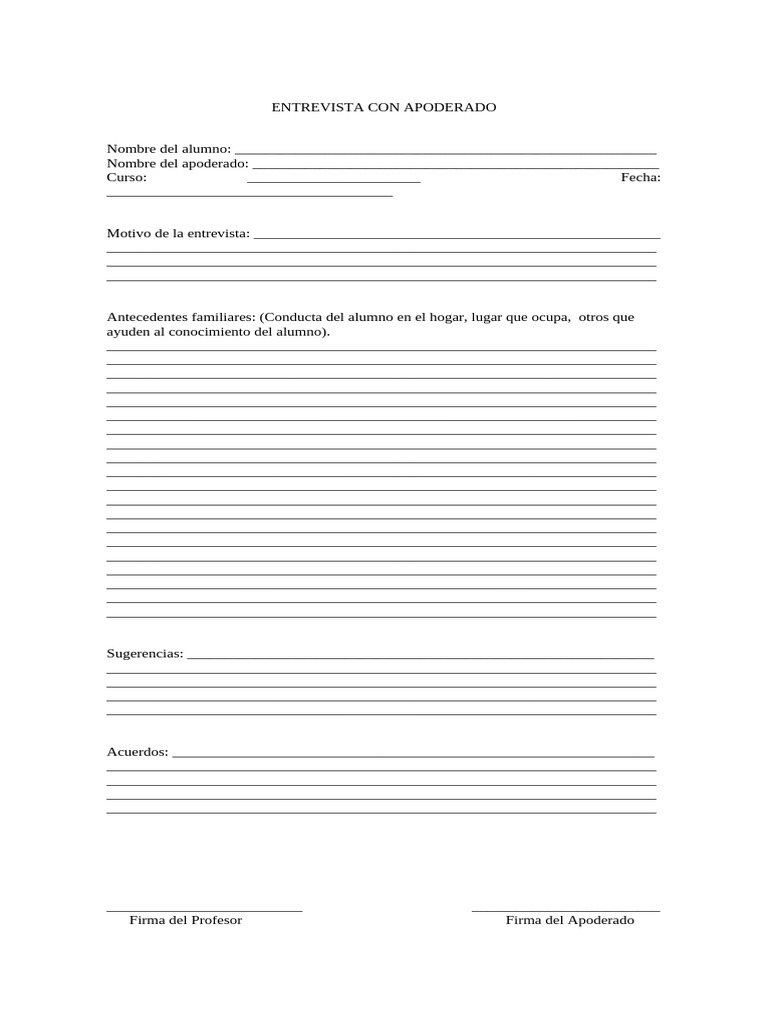 ENTREVISTA CON APODERADO | PDF