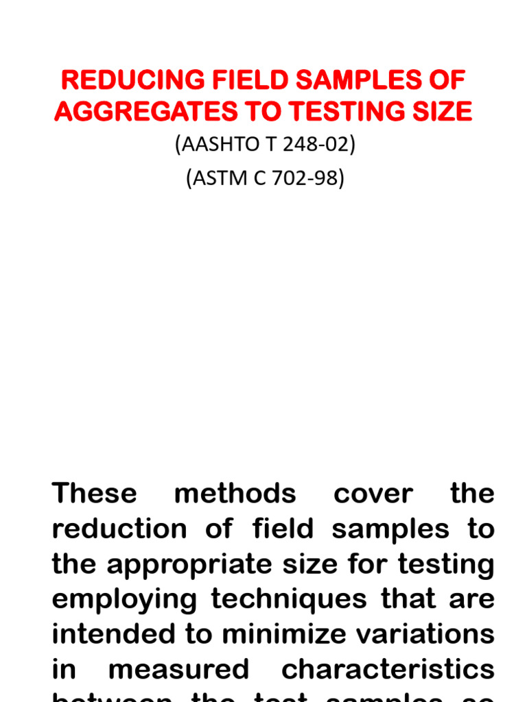 Reducing Field Samples of Aggregates To Testing Size | PDF