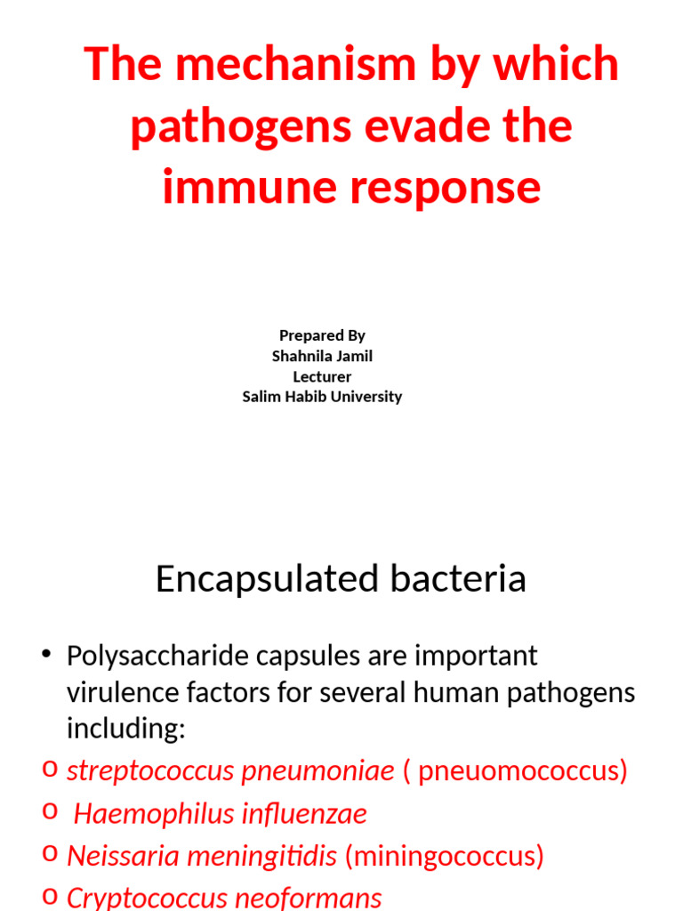 Mechanism by which pathogens evade the immune system | PDF | Immune System | Pathogen