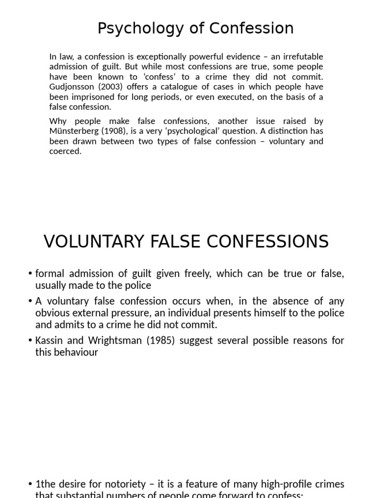 Psychology of Confession | PDF | Confession (Law) | Recall (Memory)