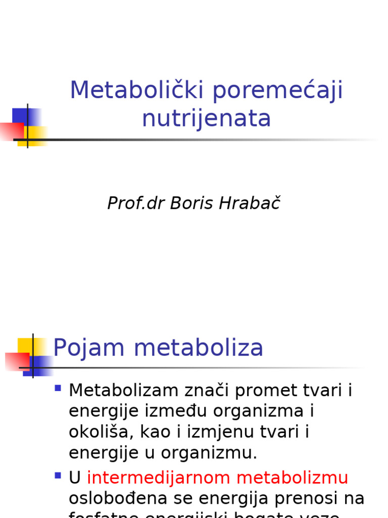 5 Metabolicki Poremecaji Nutrijenata Bos | PDF