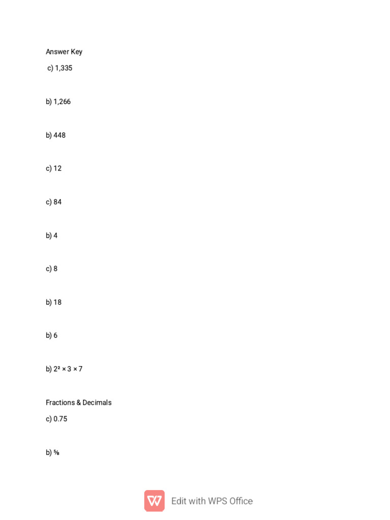 Answer Key-WPS Office | PDF