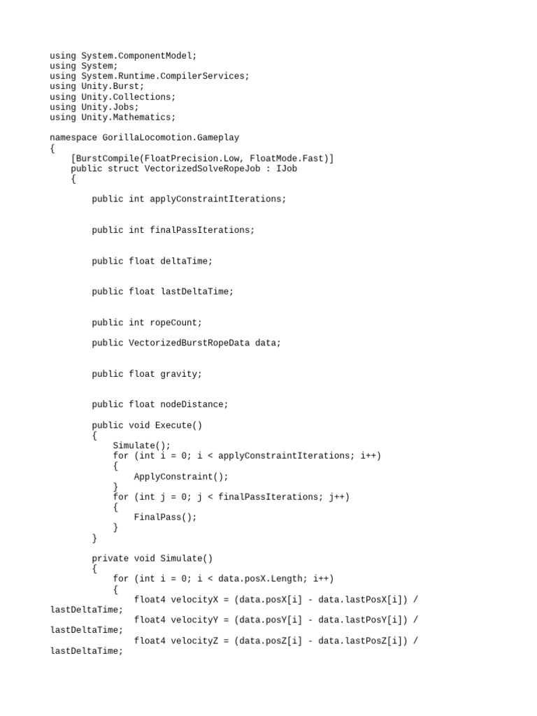 Vectorized Rope Simulation Job in Unity | PDF | Computer Programming | Software Engineering